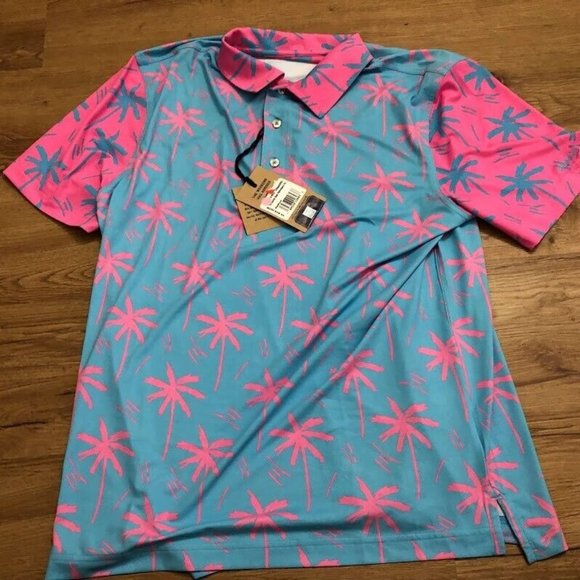 chubbies | Shirts | Chubbies Polo Blue Pink Palm Tree Print The ...